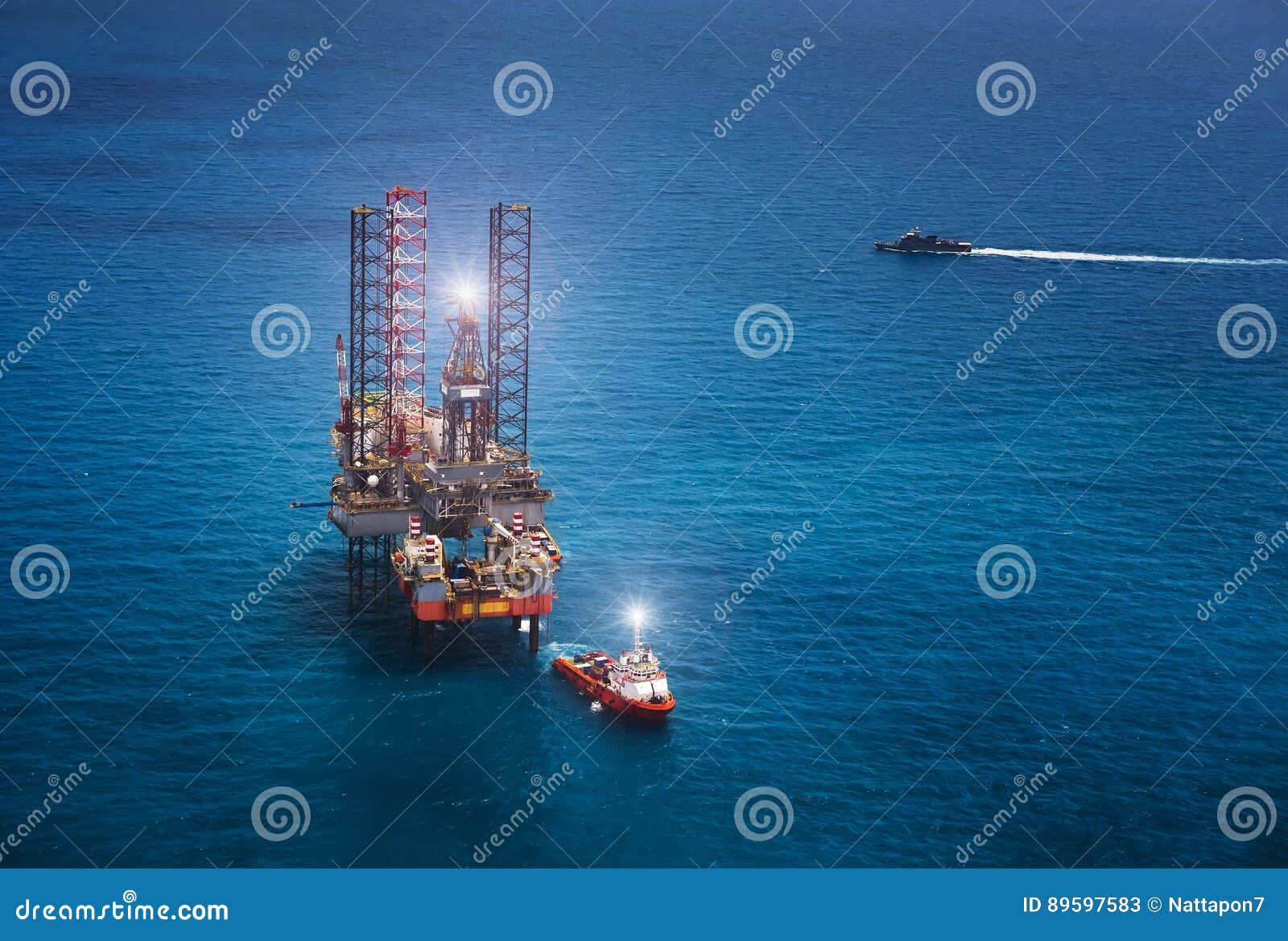 Offshore Oil Rig Drilling Platform Stock Image - Image of gold ...