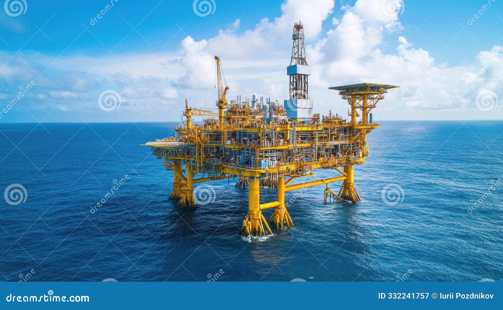 Offshore Oil Rig Extracting Oil in the Middle of the Ocean Stock Image ...