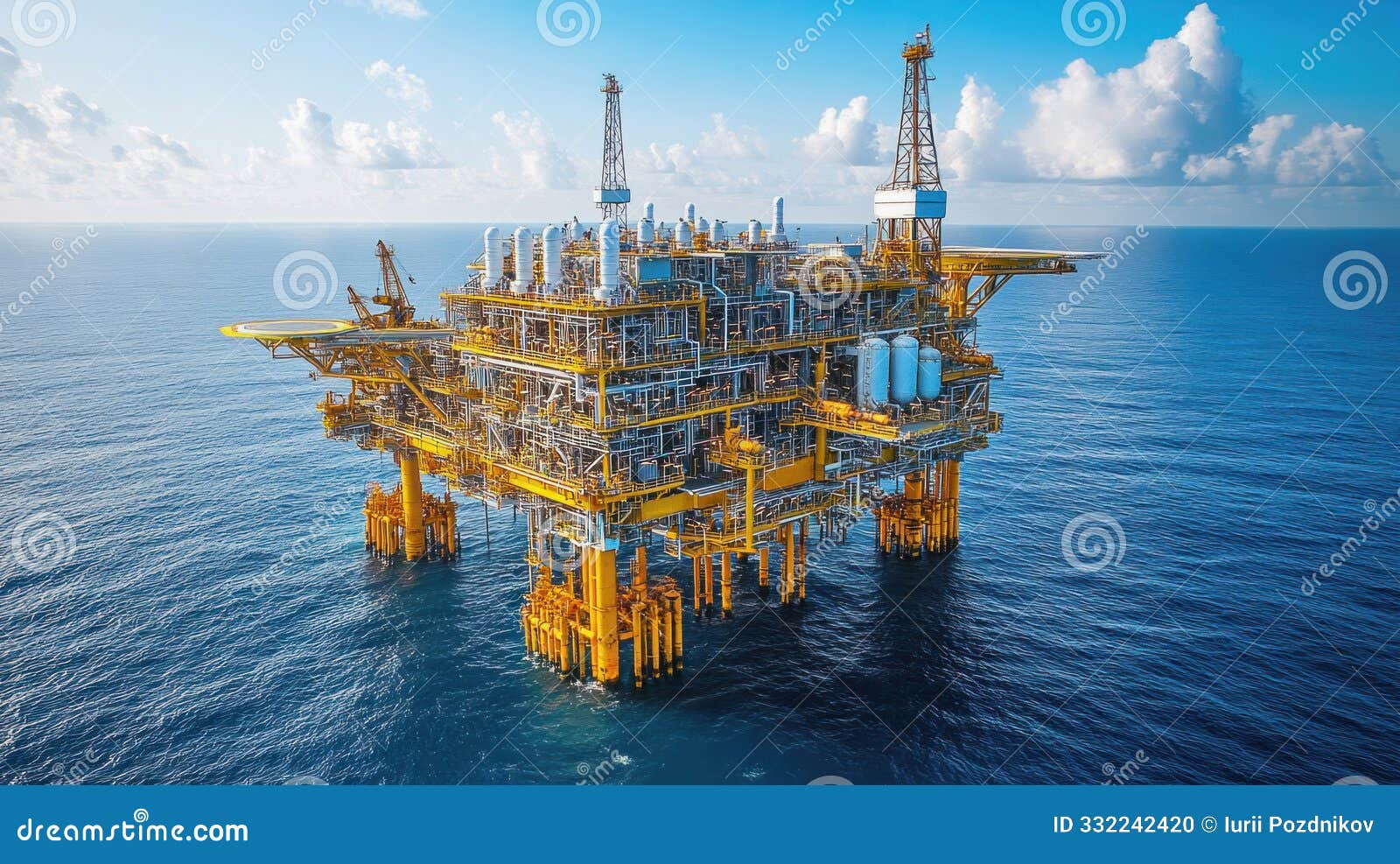 Offshore Oil Rig Extracting Oil in the Middle of the Ocean Stock Photo ...