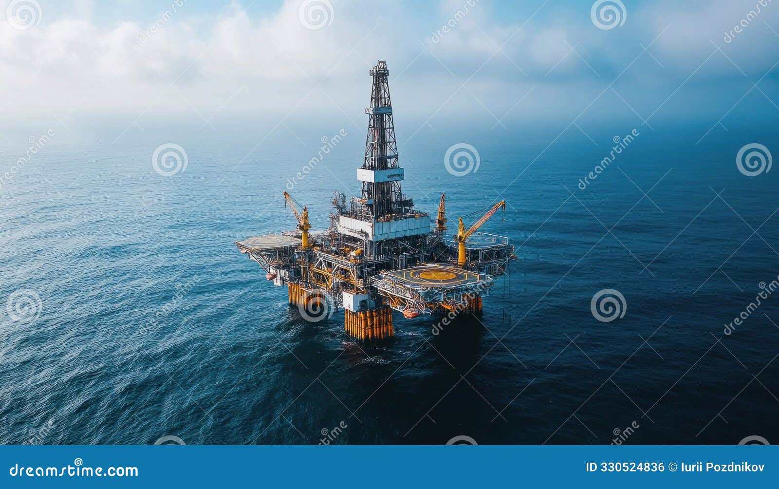 Offshore Oil Rig Extracting Petroleum in the Middle of the Ocean Stock ...