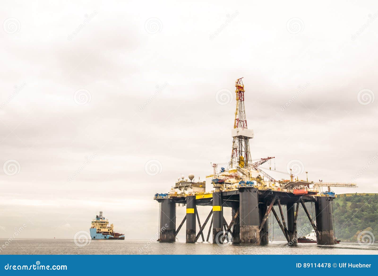 Offshore Oil Rig in Scotland Stock Photo - Image of anchor, barrel ...