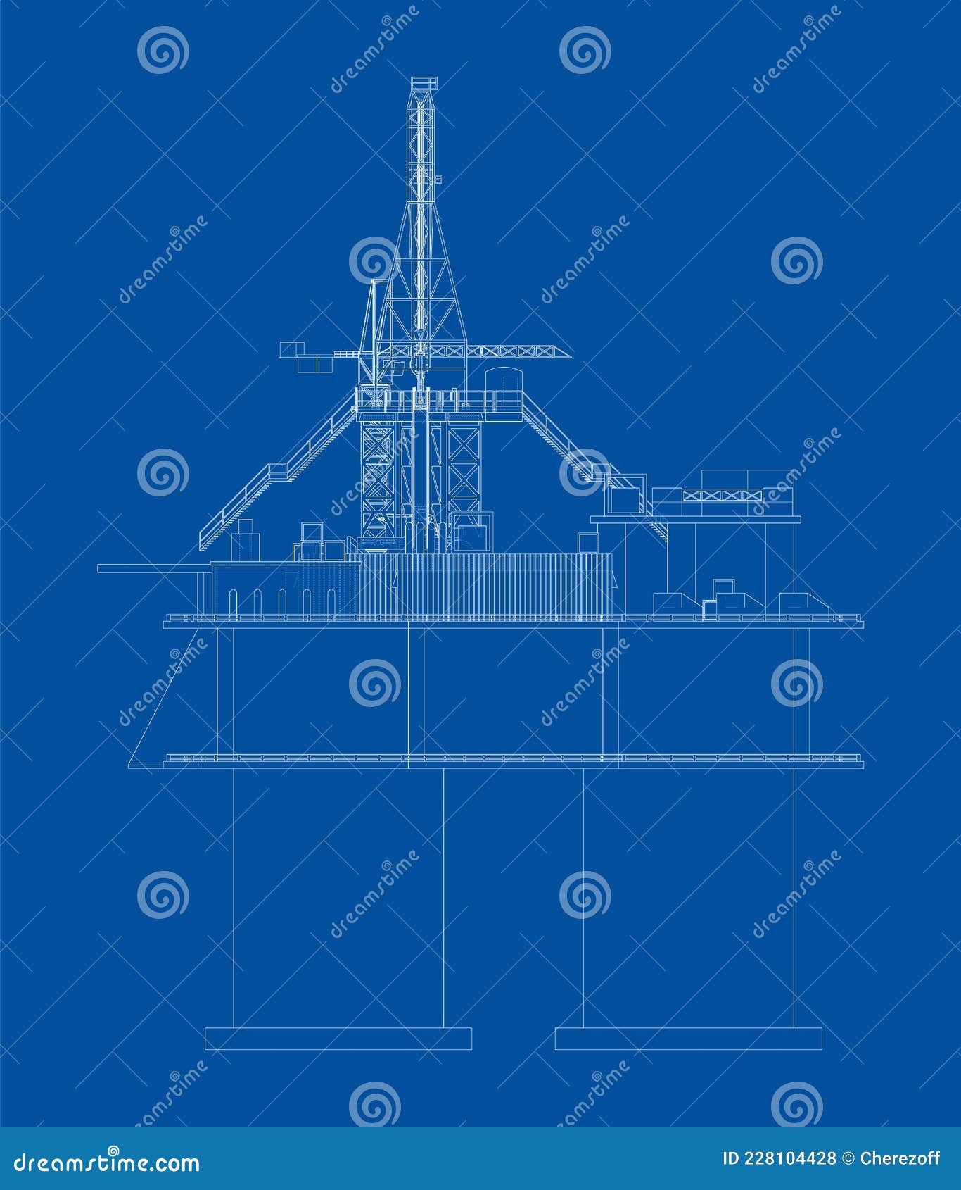 Offshore Oil Rig. Vector Rendering of 3d Stock Vector - Illustration of ...
