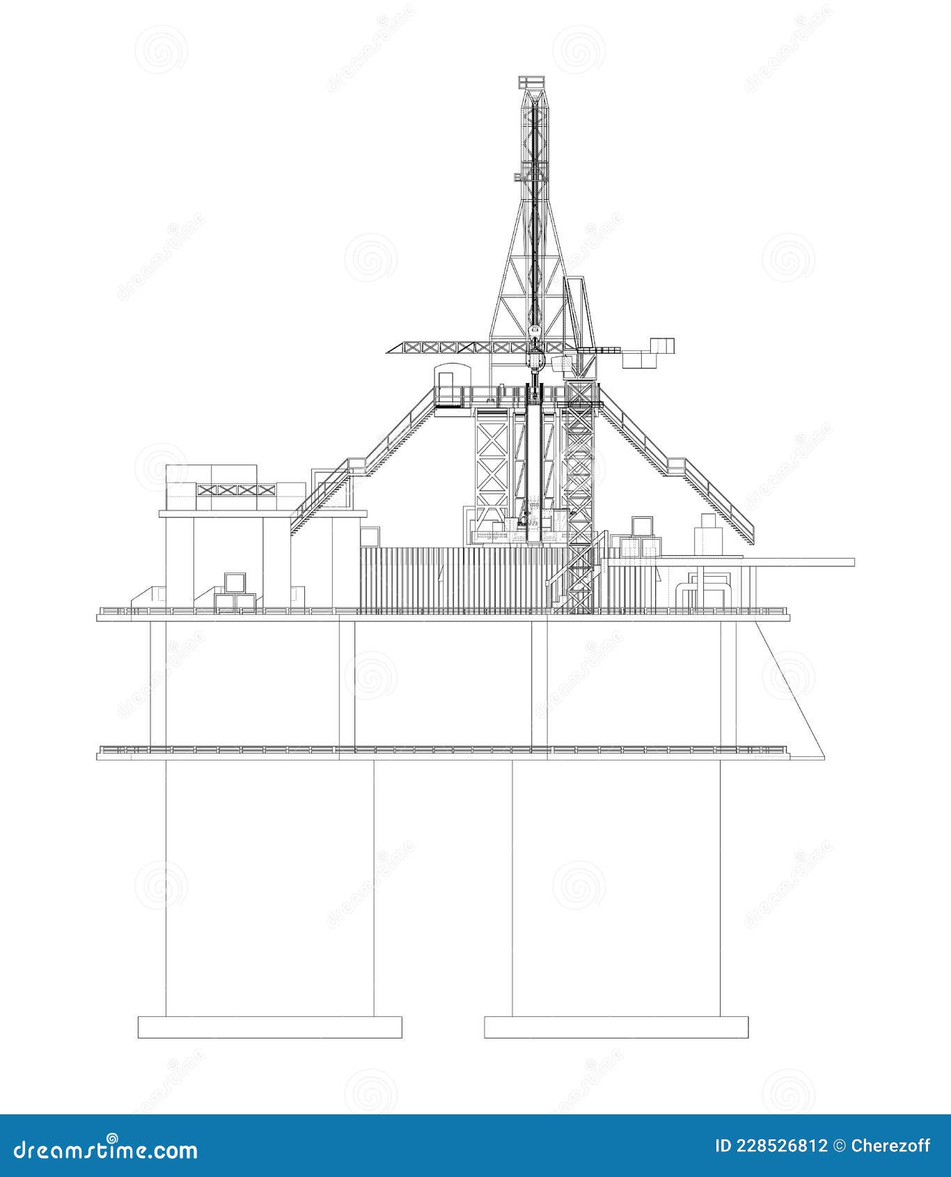 Offshore Oil Rig. Vector Rendering of 3d Stock Vector - Illustration of ...