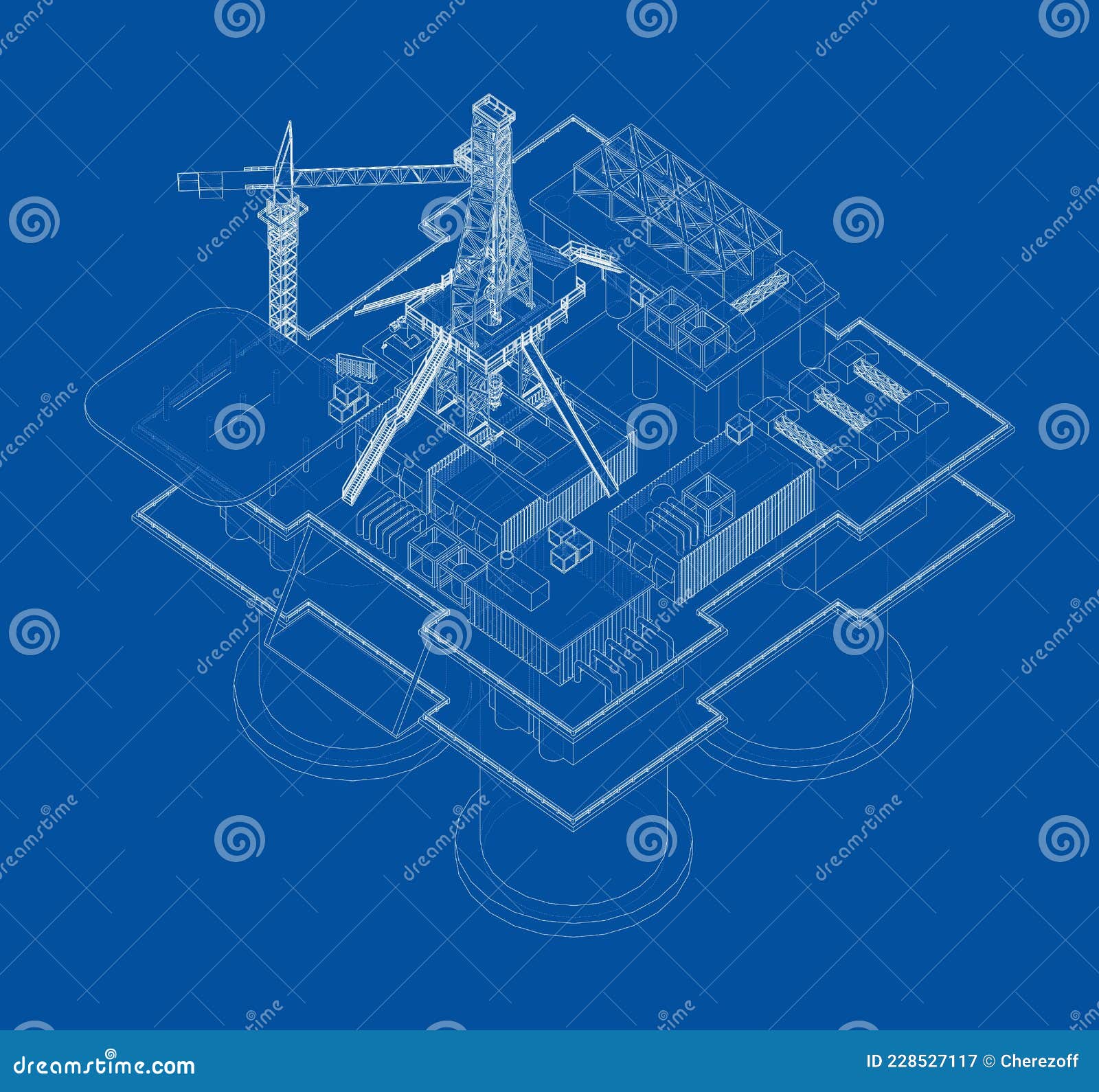 Offshore Oil Rig. Vector Rendering of 3d Stock Vector - Illustration of ...