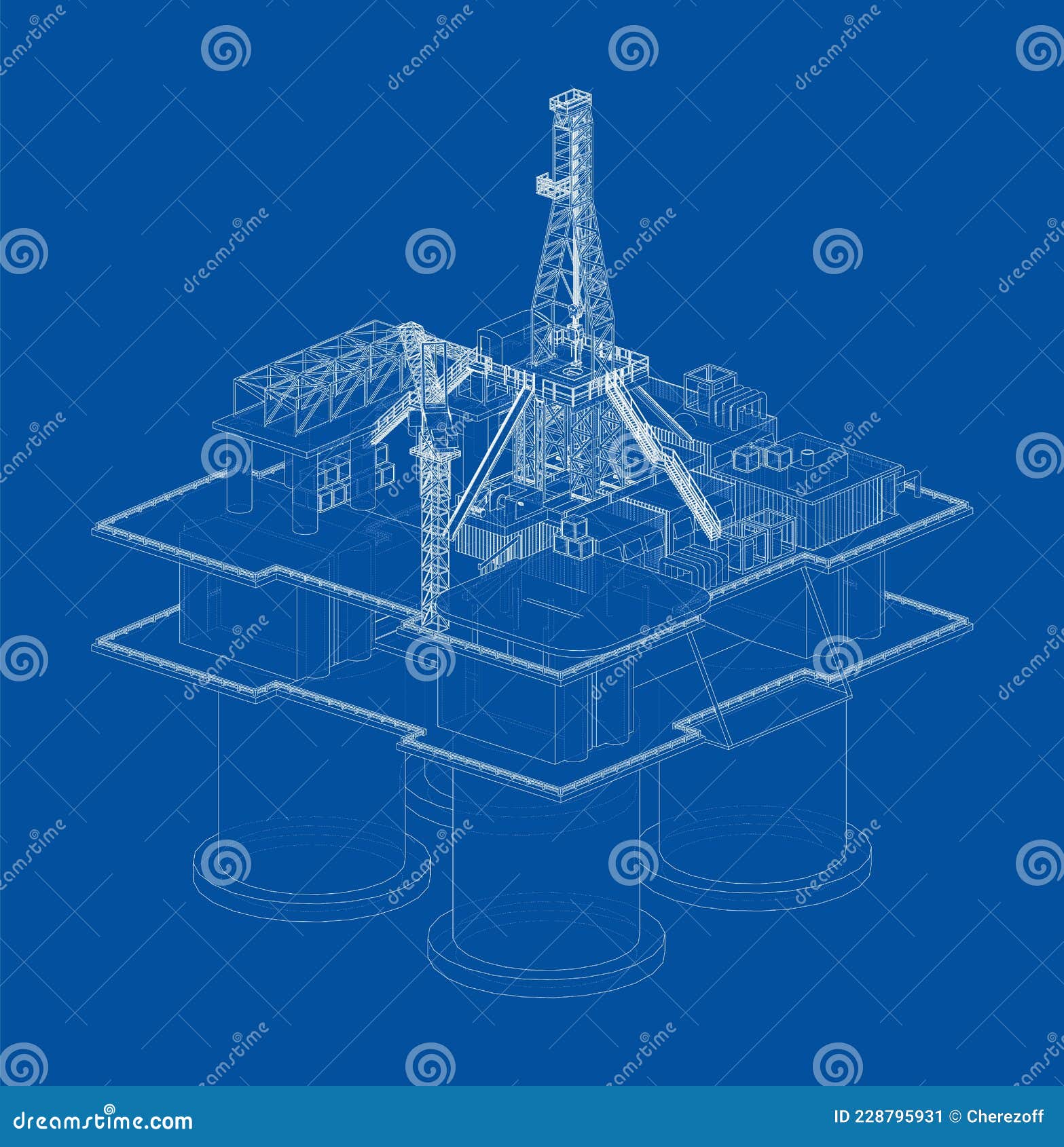 Offshore Oil Rig. Vector Rendering of 3d Stock Vector - Illustration of ...