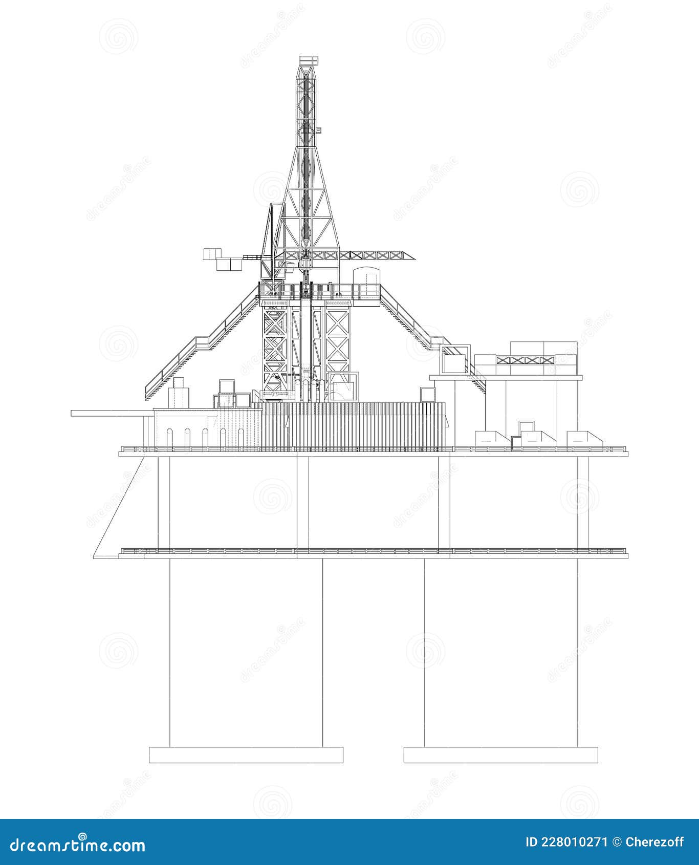 Offshore Oil Rig. Vector Rendering of 3d Stock Vector - Illustration of ...