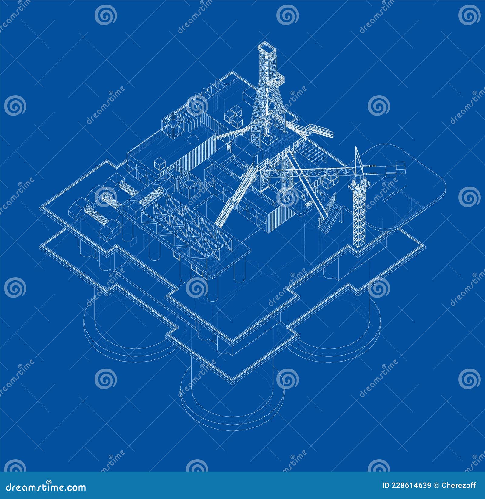 Offshore Oil Rig. Vector Rendering of 3d Stock Vector - Illustration of ...