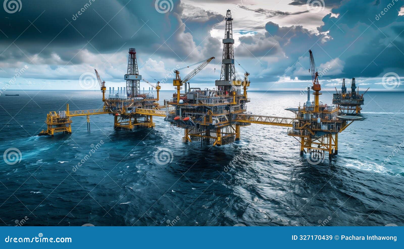 Offshore Oil Rigs stock illustration. Illustration of equipment - 327170439