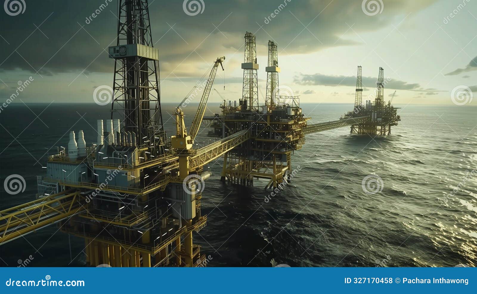 Offshore Oil Rigs stock illustration. Illustration of rigs - 327170458