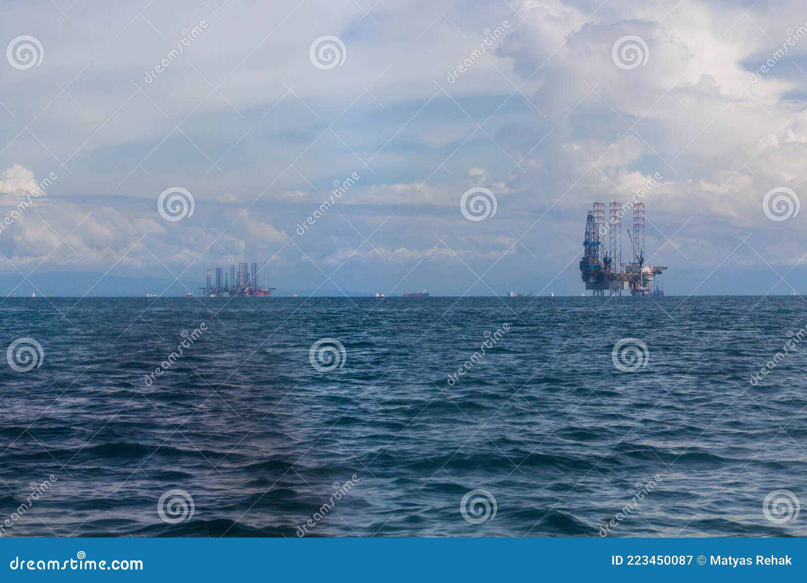 Offshore oil rigs in Brun stock image. Image of drill - 223450087