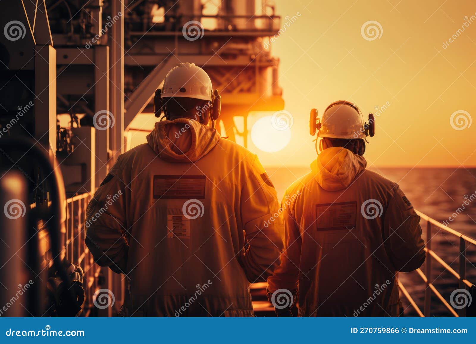 Offshore Oilrig Workers Woking at an Oilrig Stock Illustration ...