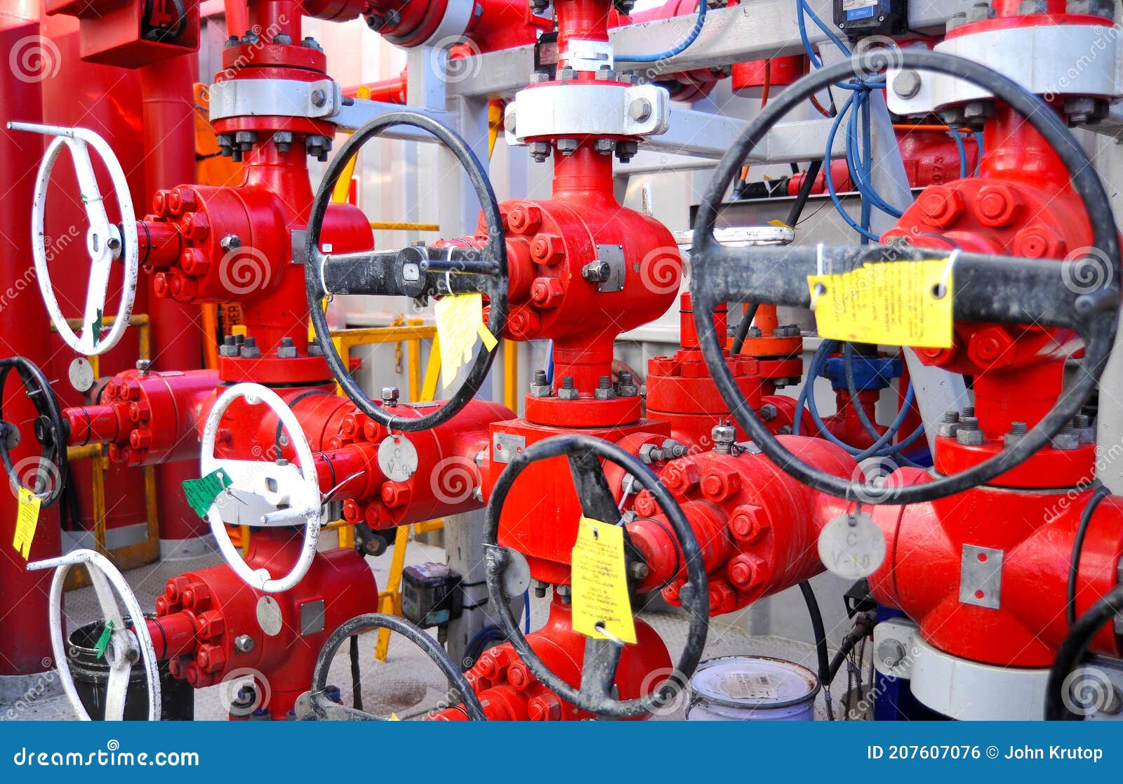 Offshore Platform Closeup Image of Some of the Many Pipes and Valves ...