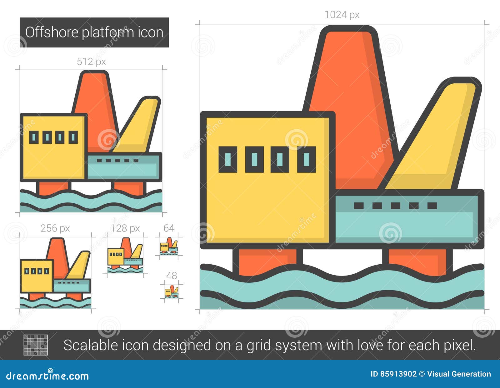 Offshore Platform Line Icon. Stock Vector - Illustration of ocean ...