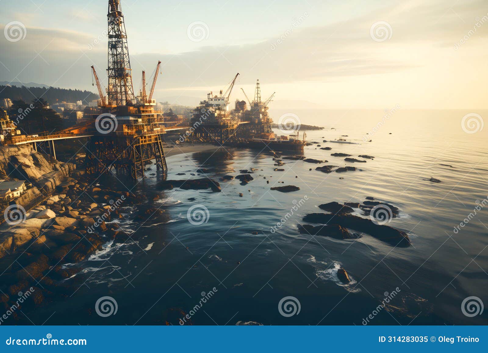 Offshore Platform for Oil Production. Oil Industry Stock Illustration ...