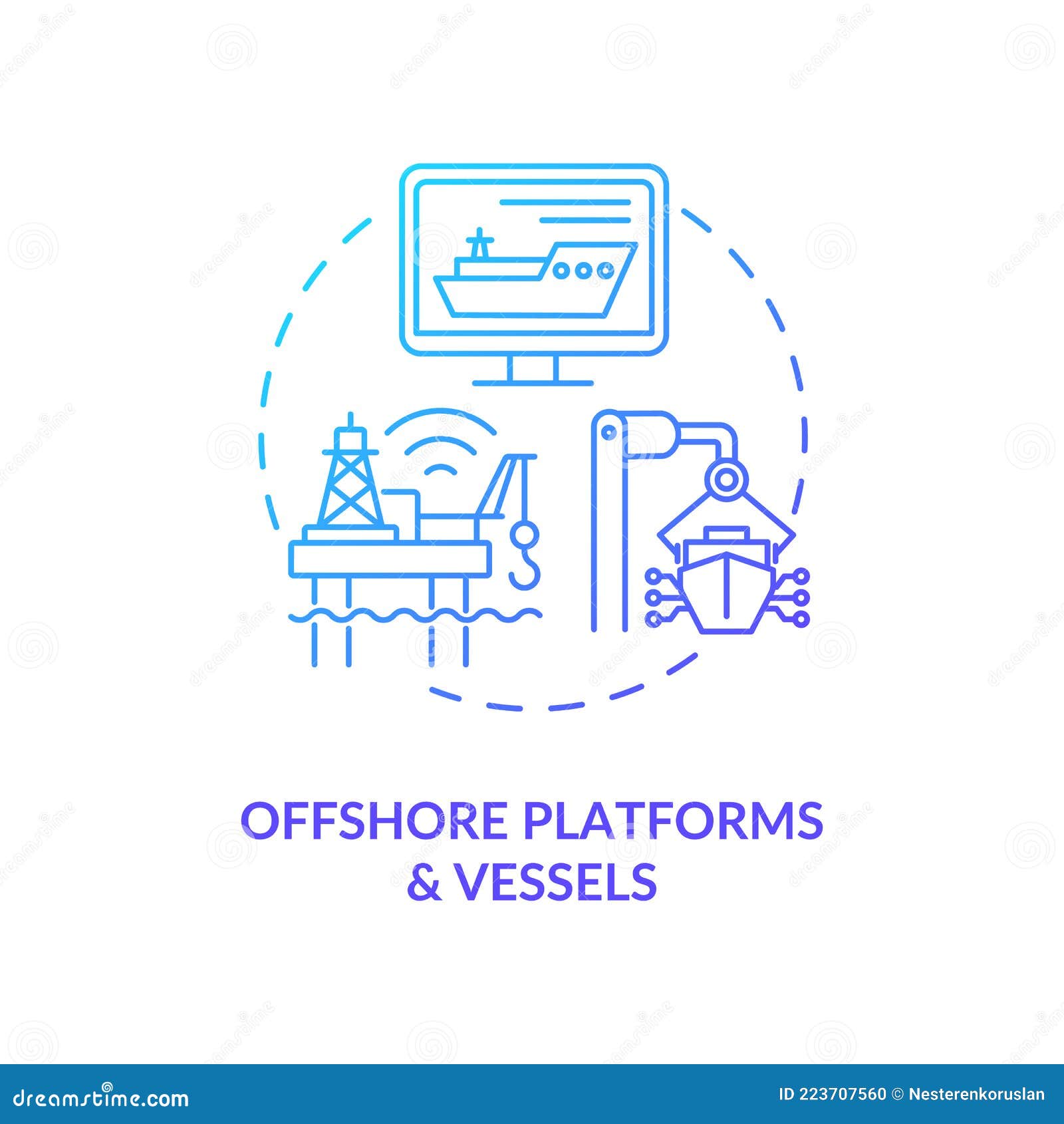 Offshore Platforms And Vessels Concept Icon Vector Illustration ...