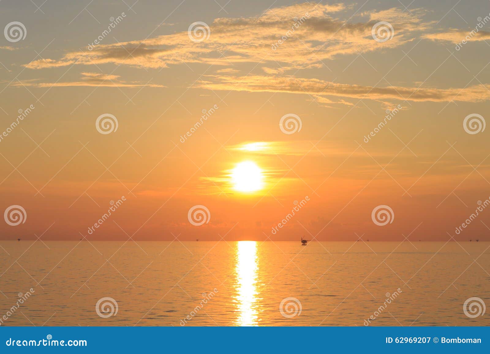 Offshore Production Platform in Sunset Time Stock Image - Image of ...