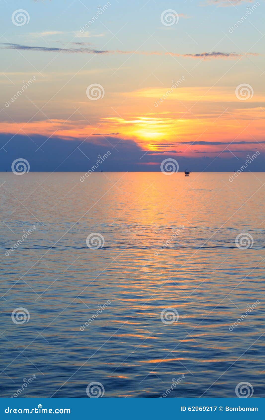 Offshore Production Platform in Sunset Time Stock Image - Image of ...