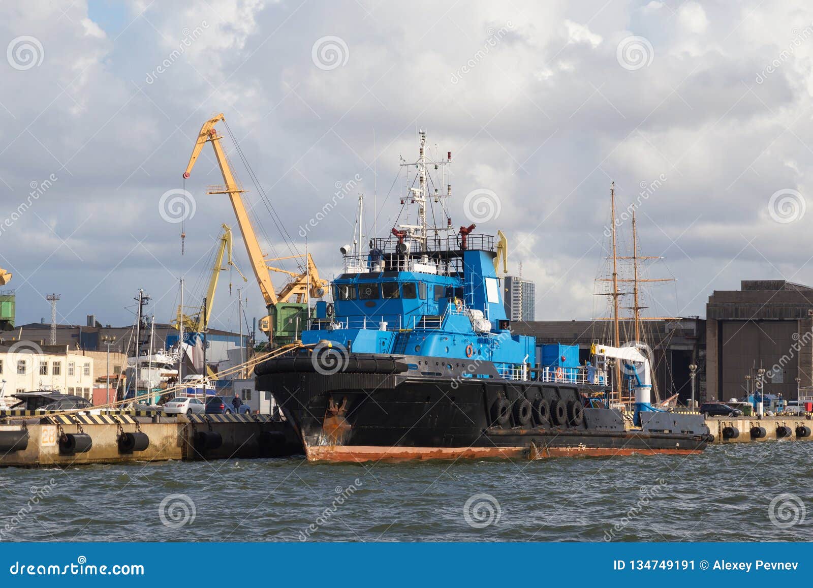 Offshore supply tug ship. stock image. Image of cargo - 134749191