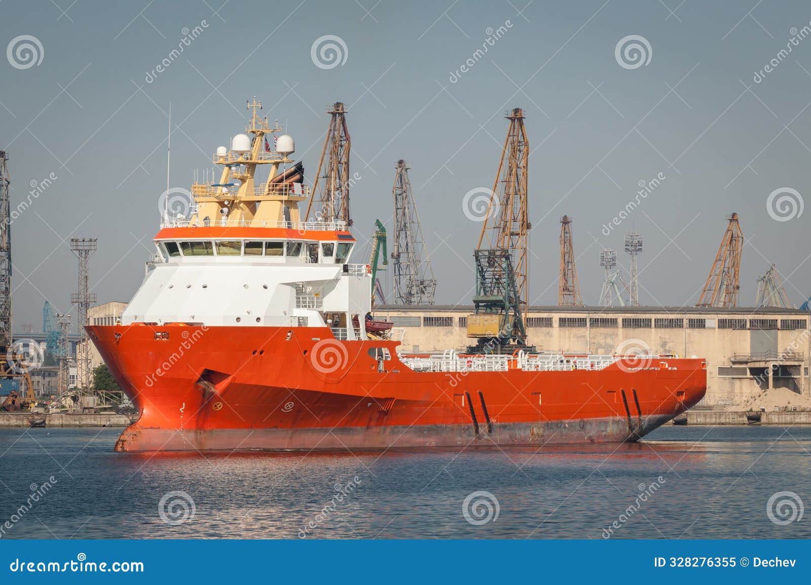 Offshore Supply Vessel. Supply Boat in Port Stock Image - Image of ...