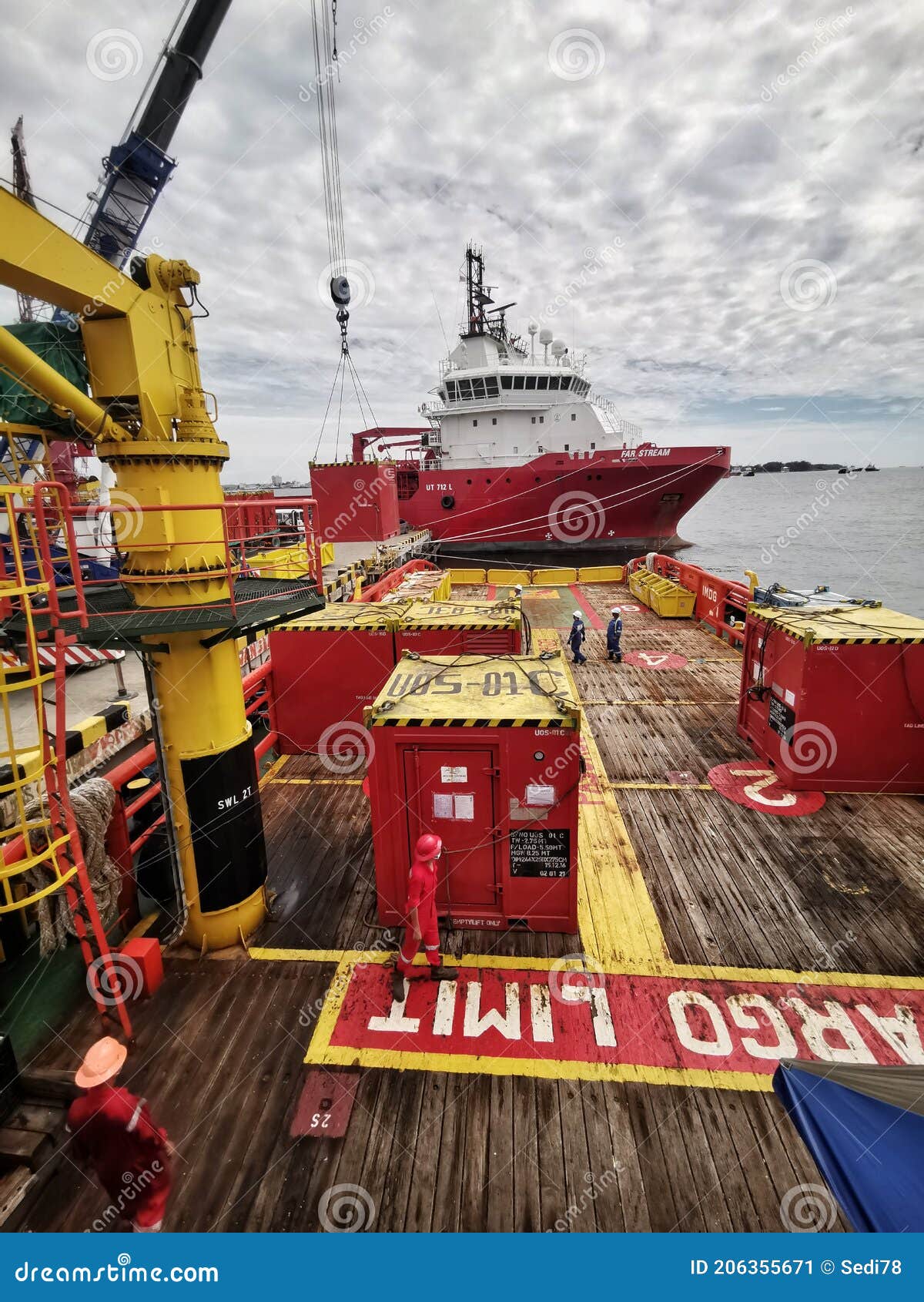 Offshore Support Vessel Loading Cargo at Port Editorial Photo - Image ...
