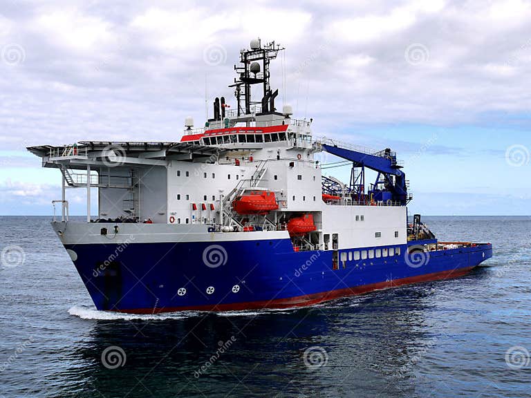 Offshore Support Vessel at Sea. Stock Image - Image of helipad ...