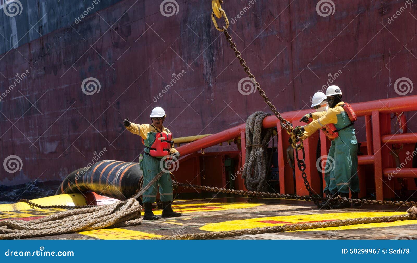 Offshore Vessel Crew Working on Deck Editorial Photography - Image of ...