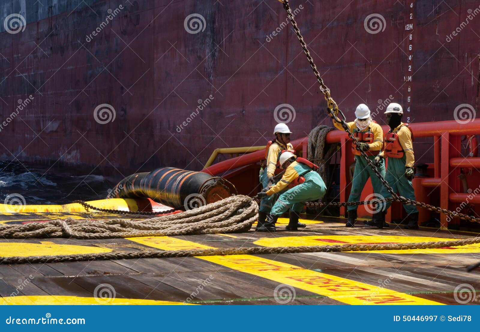 Offshore Vessel Crew Working on Deck Editorial Photography - Image of ...