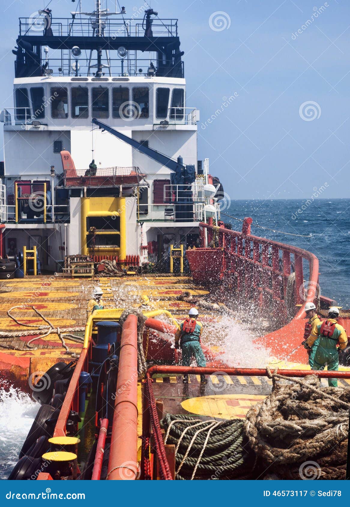 Offshore Vessel Crew Working on Deck Editorial Photography - Image of ...