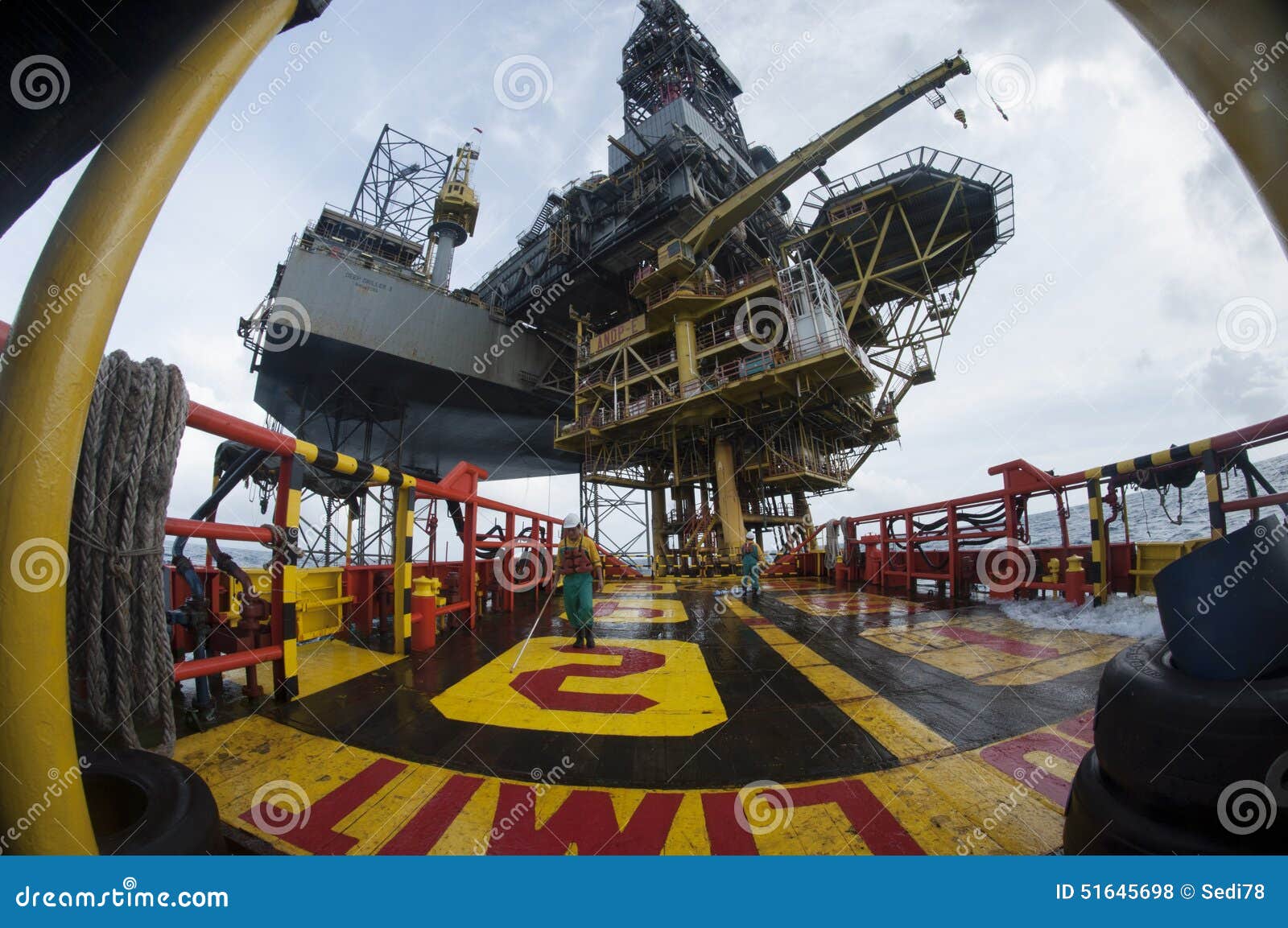 Offshore Vessel Crew Working on Deck Editorial Stock Photo - Image of ...