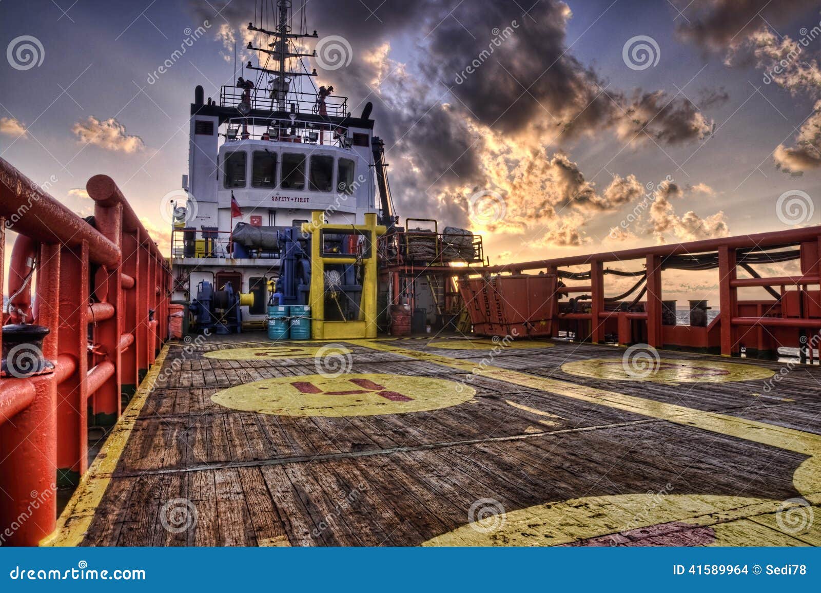 Offshore vessel at deck stock photo. Image of large, angsi - 41589964