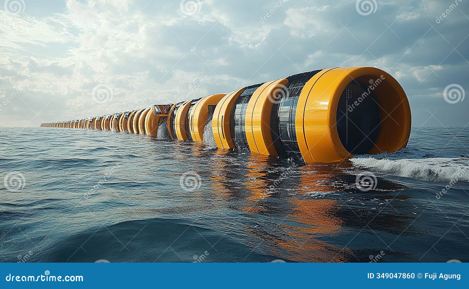 Offshore Wave Energy Generators in a Row, Producing Clean Energy from ...