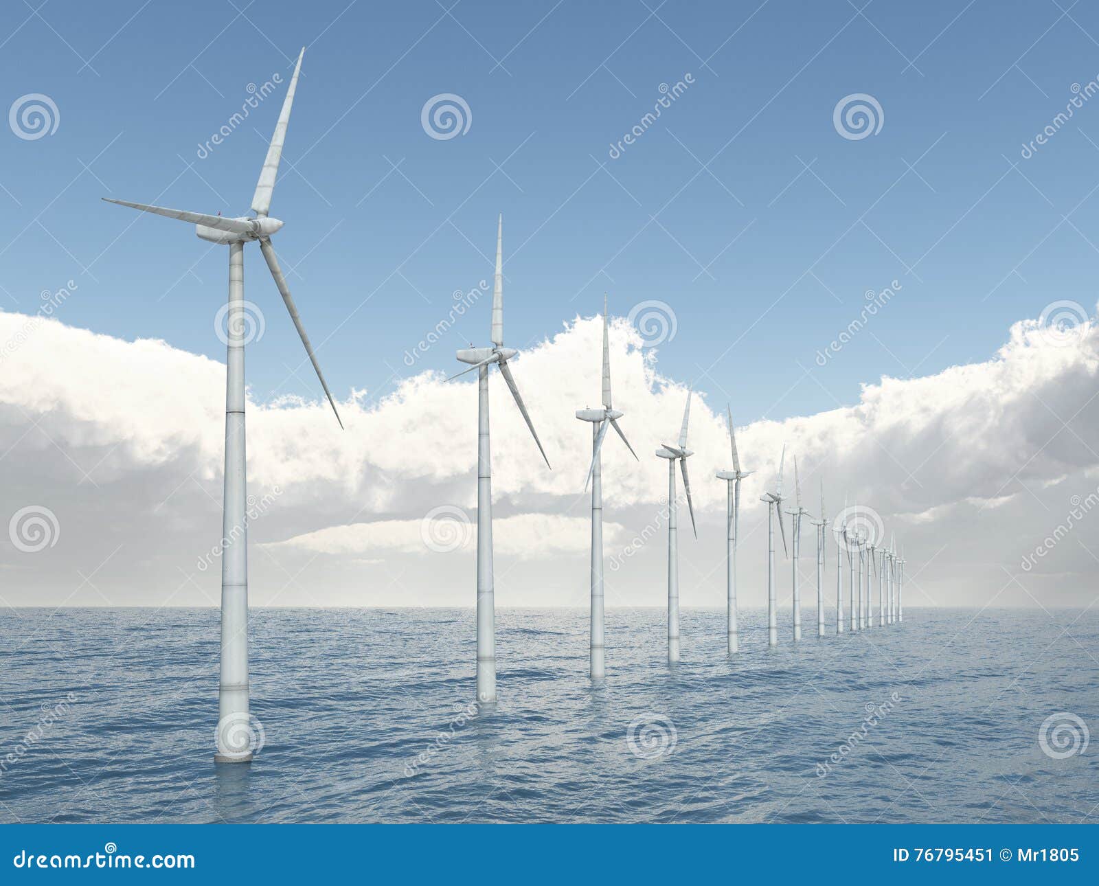 Offshore wind farm stock illustration. Illustration of renewable - 76795451