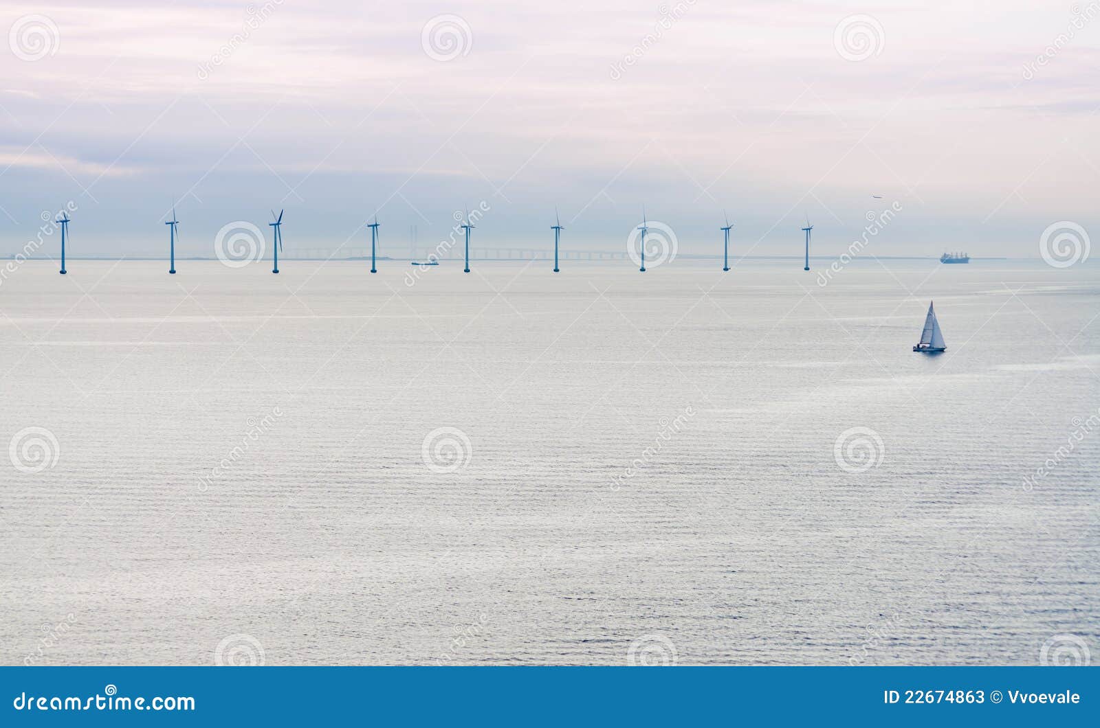 Offshore Wind Farm at Early Morning Stock Image - Image of daybreak ...
