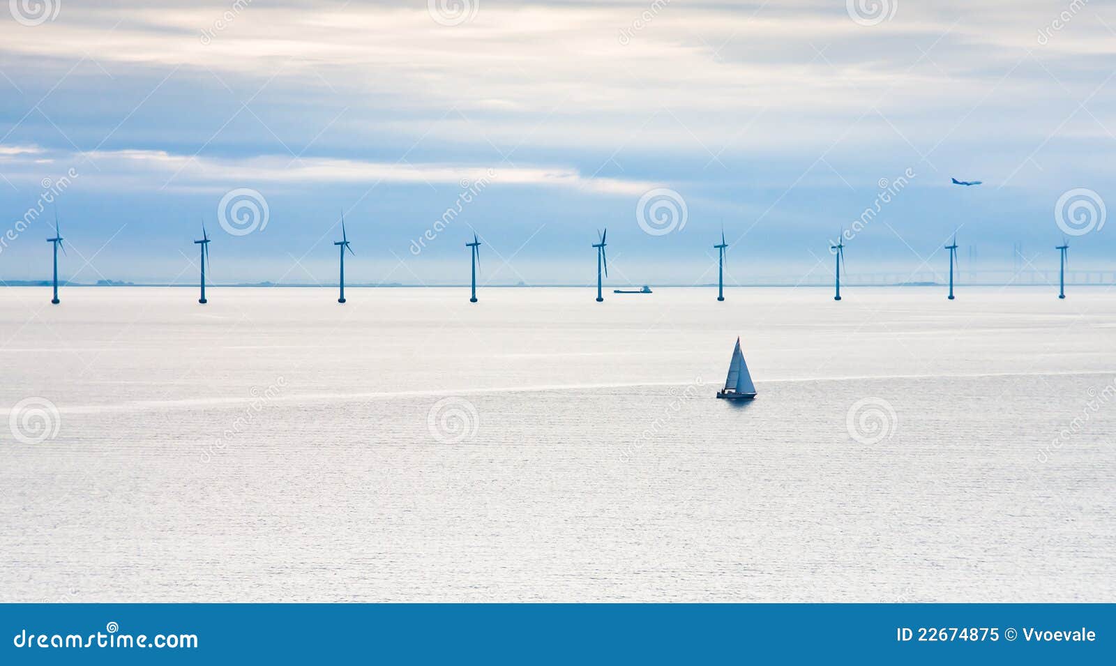 Offshore Wind Farm at Early Morning Stock Image - Image of power ...
