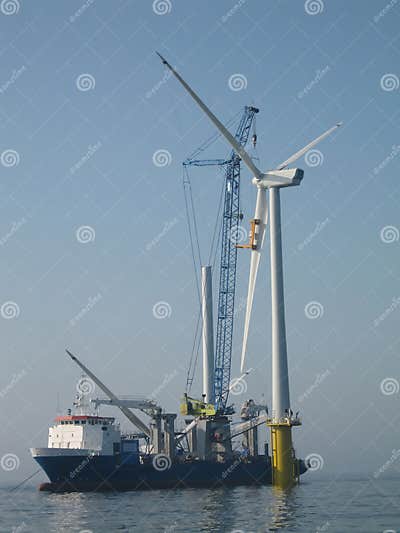 Offshore Wind Turbine Assembly Stock Image - Image of high, change: 4559267