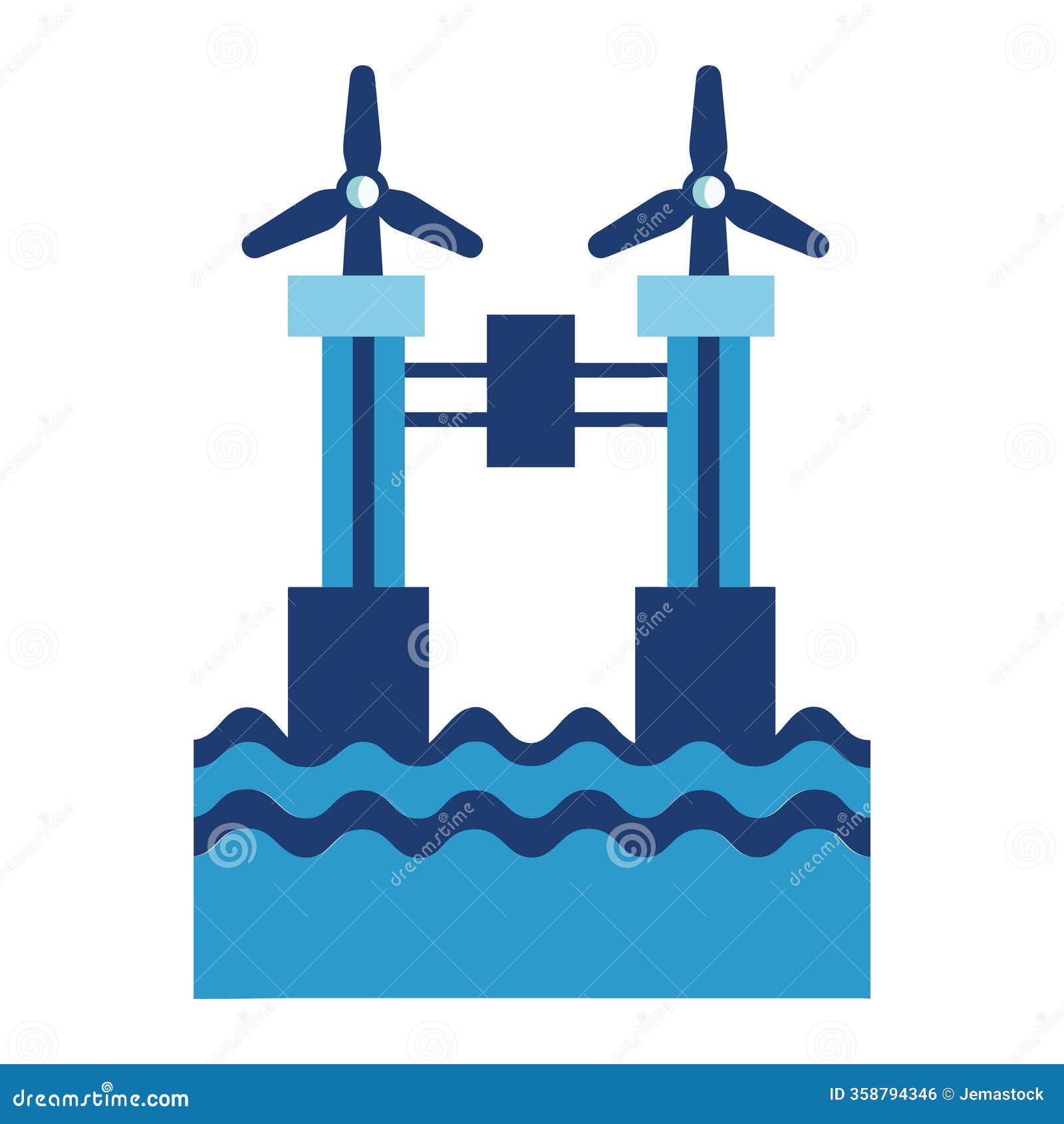 Offshore Wind Turbine Energy Icon Stock Vector - Illustration of wind ...