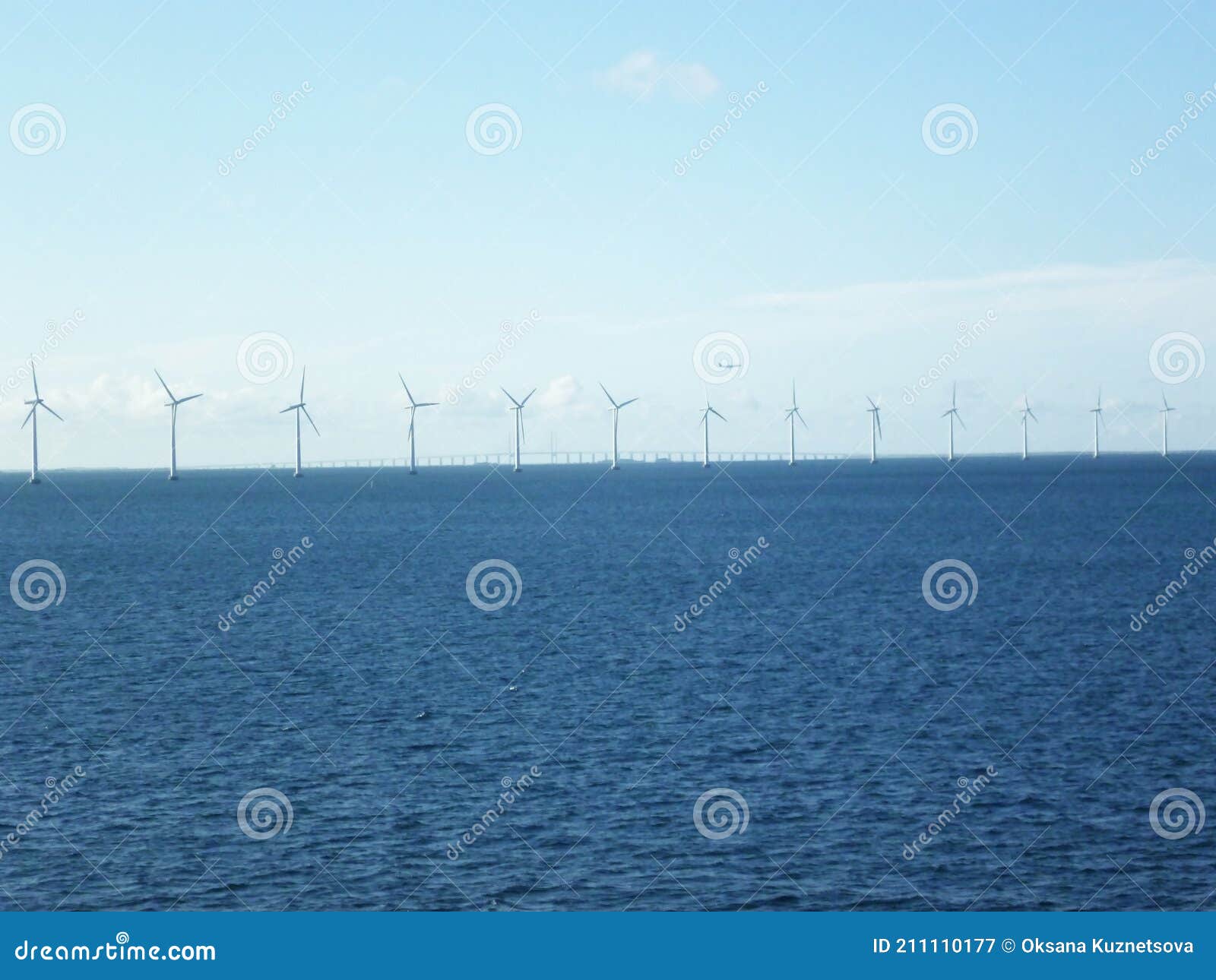 Offshore Wind Turbine Farm. North Sea. View from the Sea Stock Image ...