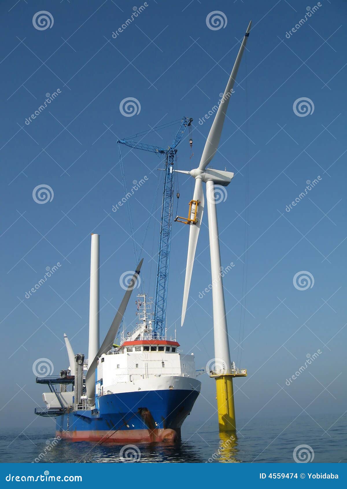 Offshore Wind Turbine Installation Stock Photo - Image of port, clouds ...