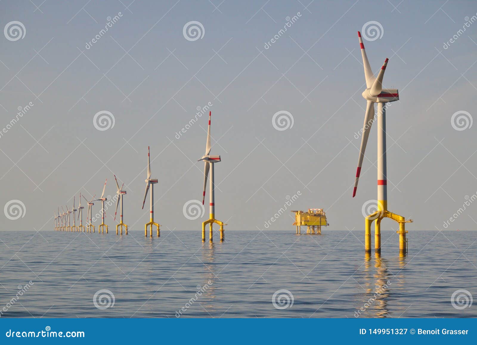 Offshore Wind Turbine and Platform Stock Image - Image of energy, crane ...