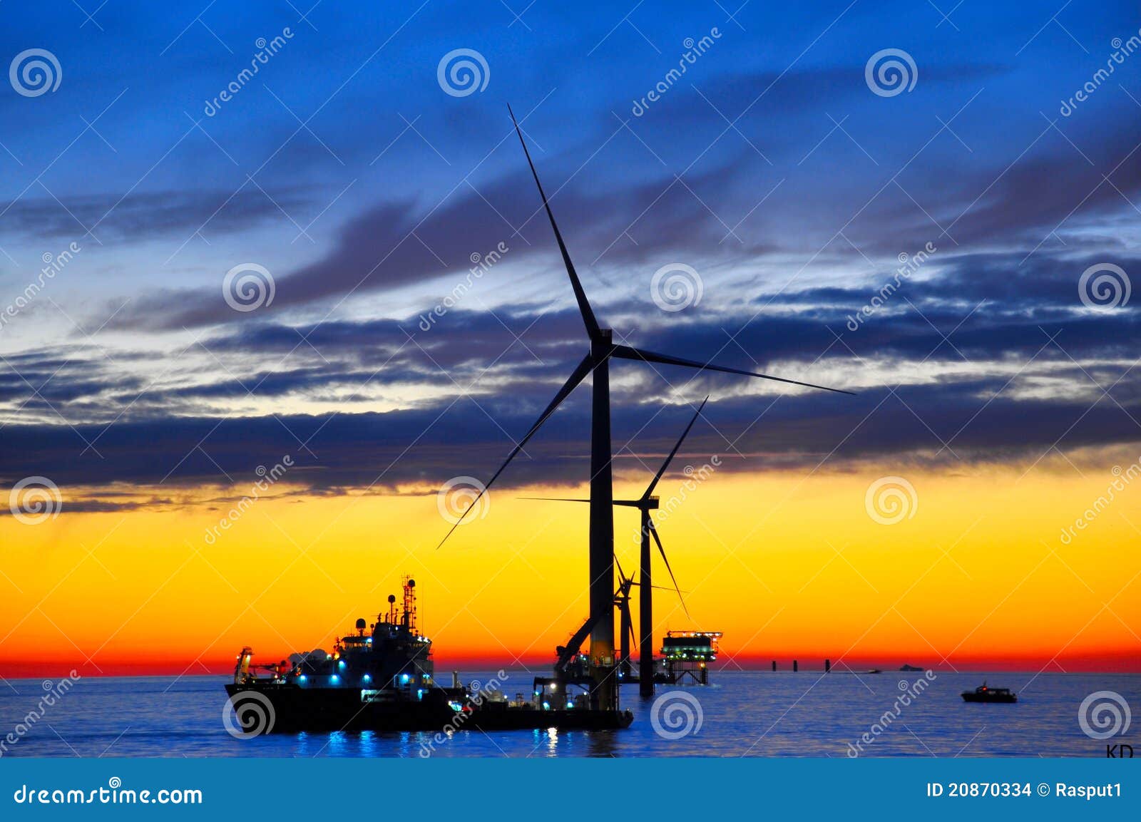 Offshore Wind Farm Sunset