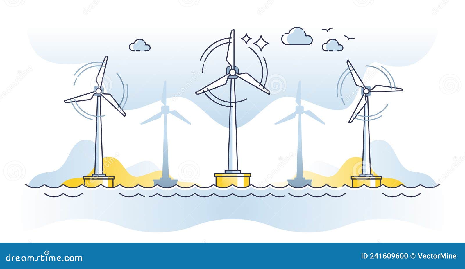 Offshore Windmill System Outline Concept. Electrical Energy Generators ...