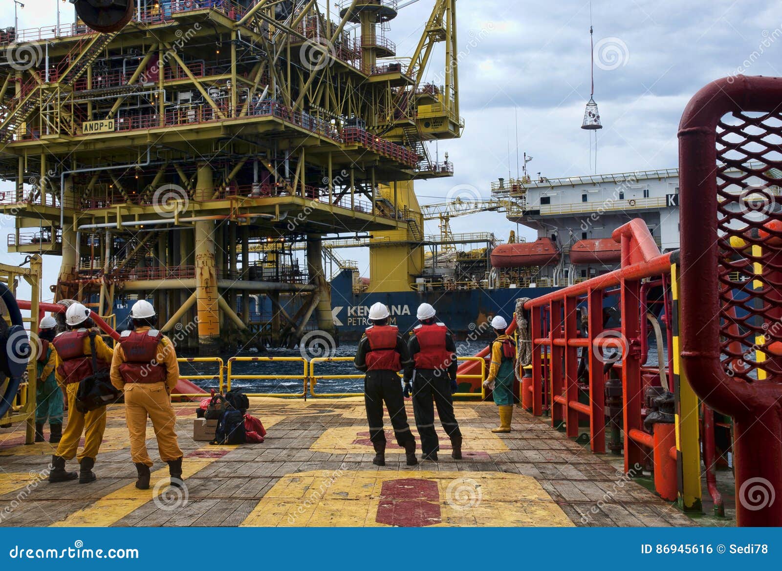 Offshore working on deck editorial photo. Image of crude - 86945616