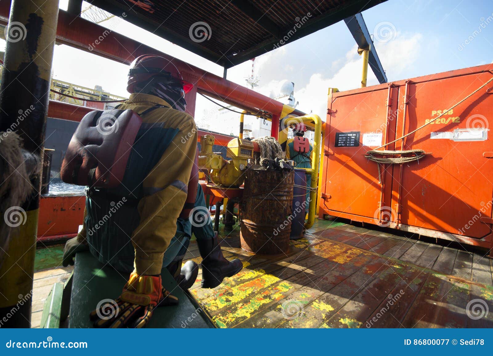 Offshore working on deck editorial photography. Image of floating ...