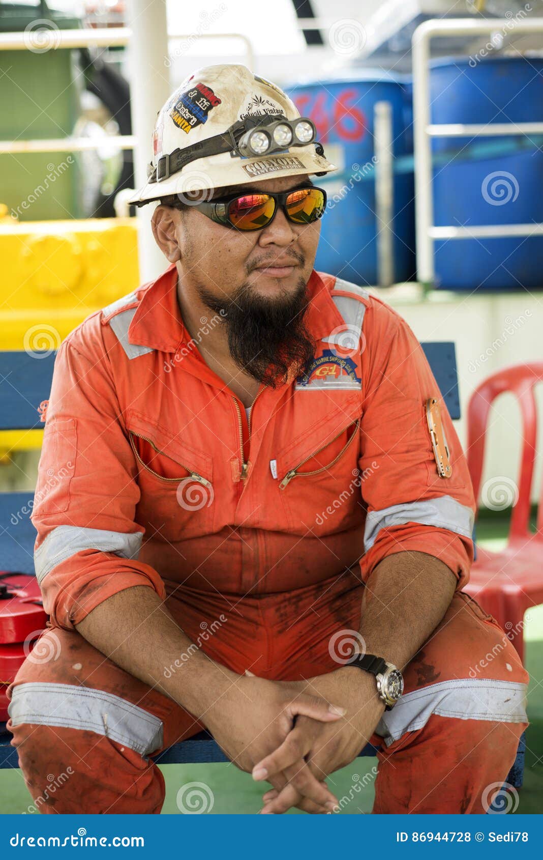 Offshore working on deck editorial stock photo. Image of maritime ...