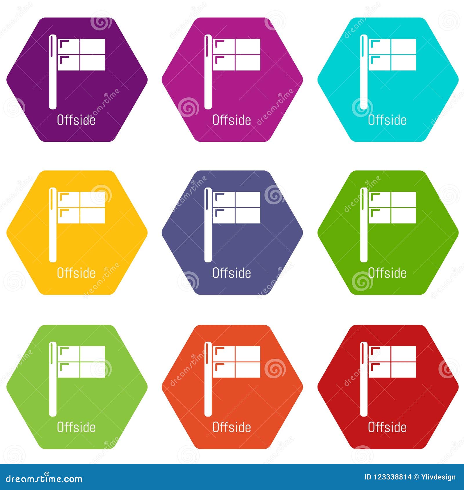 Offside icons set 9 vector stock vector. Illustration of referee ...