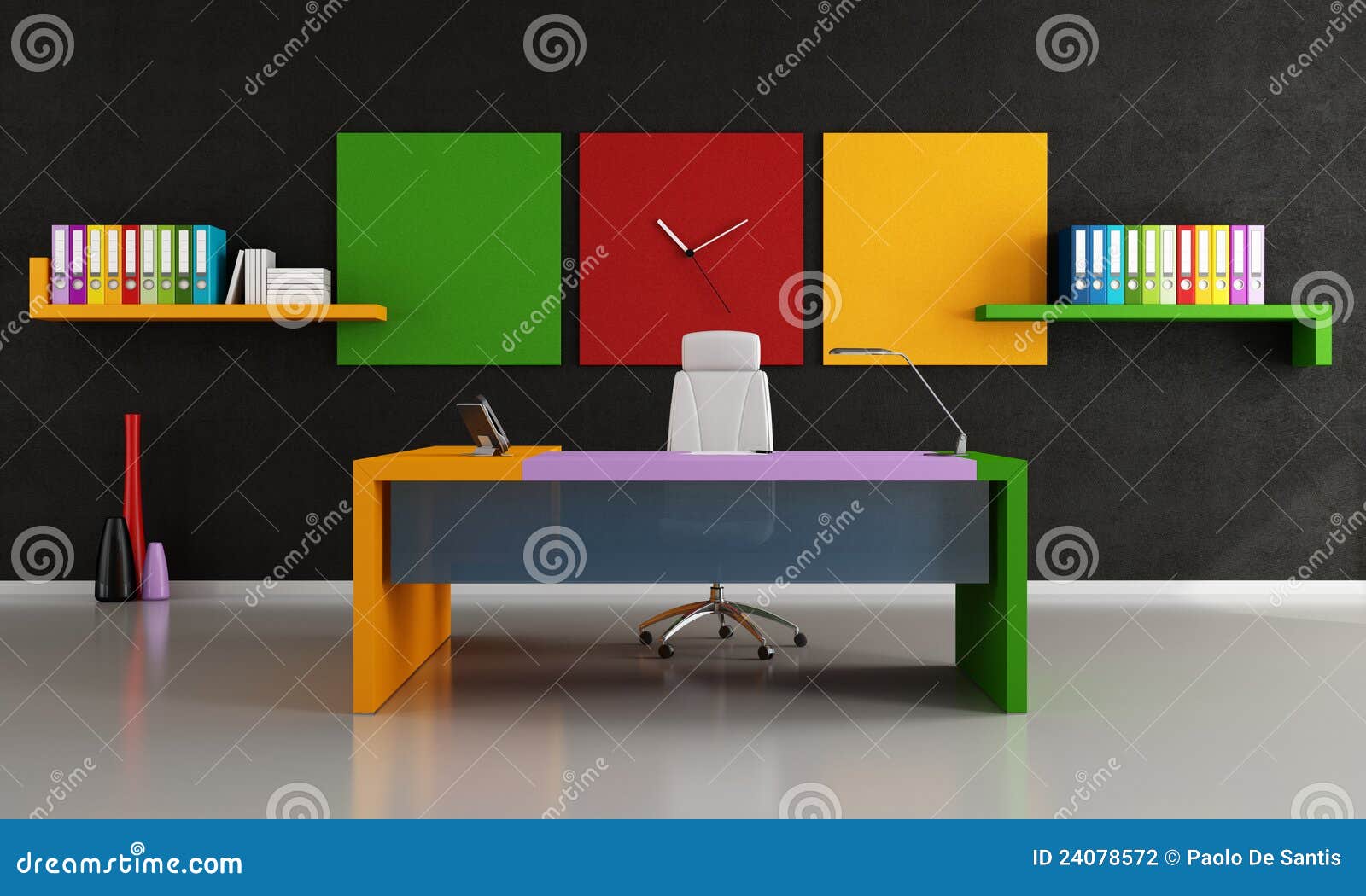 Oficina moderna colorida stock de ilustración. Ilustración de muebles ...