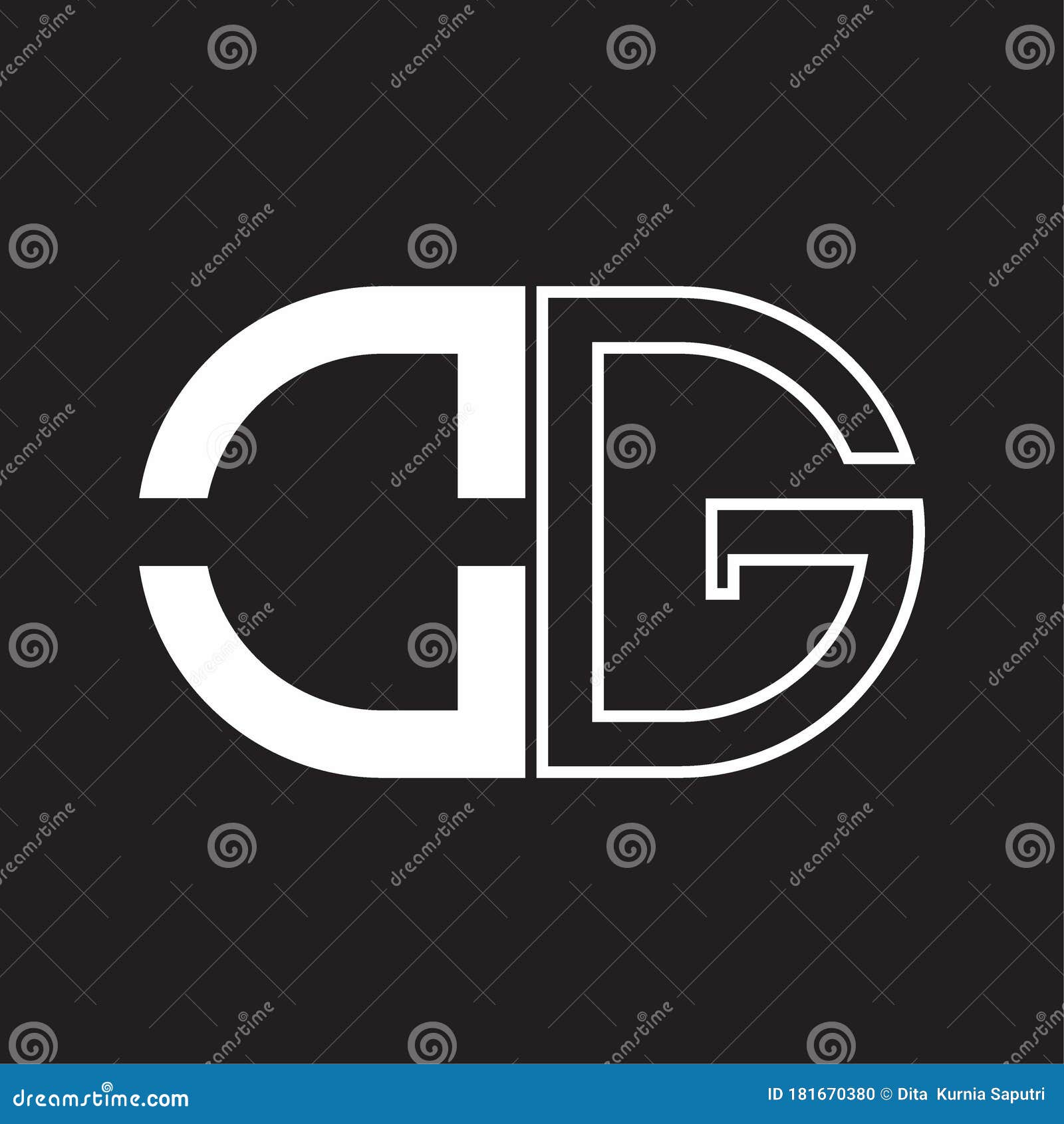 OG Letter Logo Monogram with Oval Shape Negative Space Design Template ...