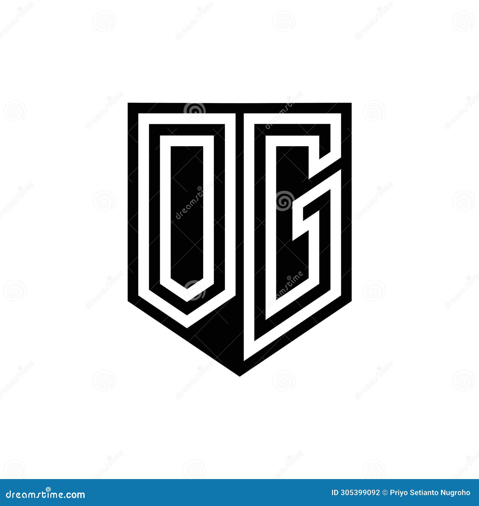 OG Logo Monogram Shield Geometric White Line Inside Black Shield Color ...