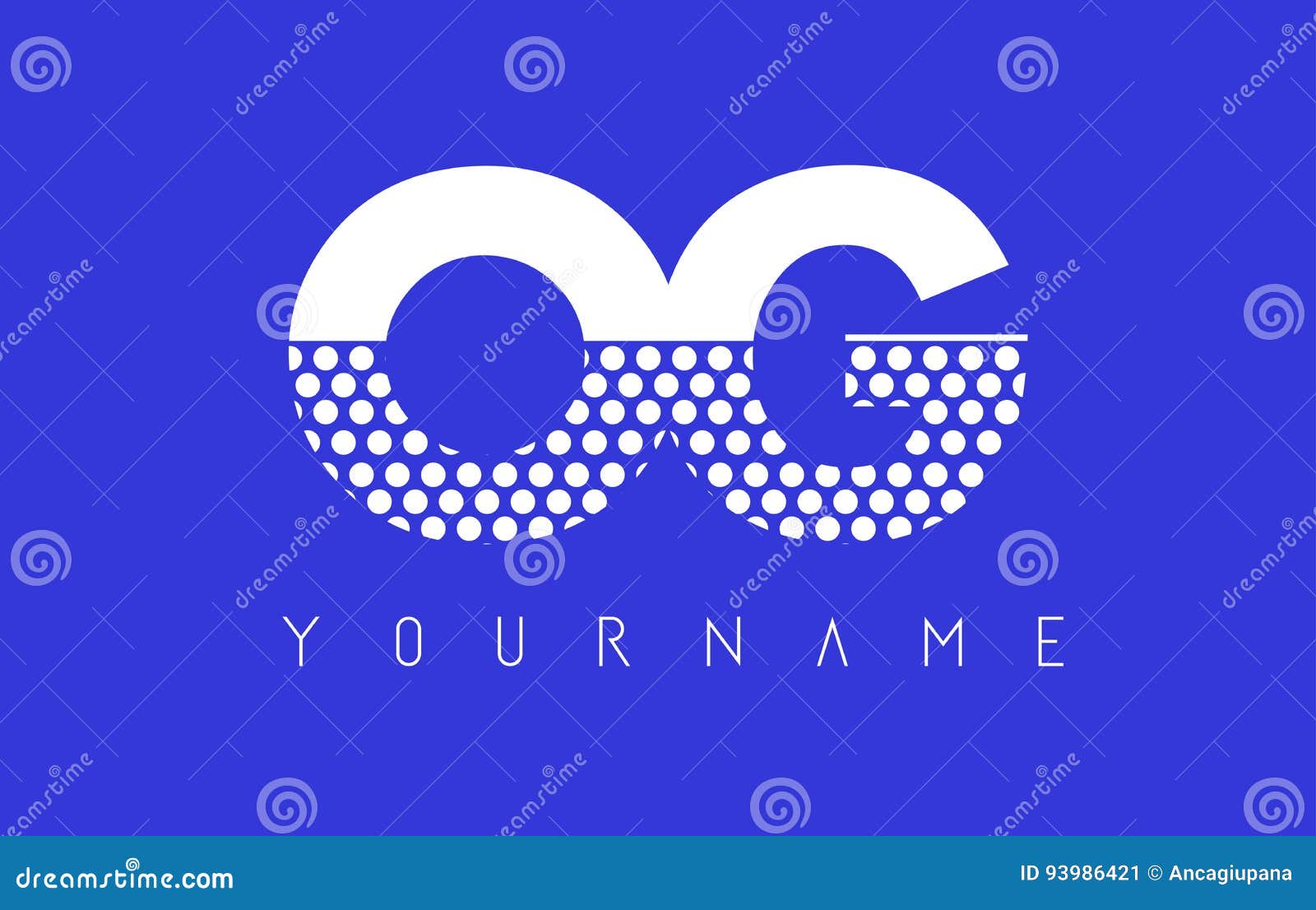 OG O G Dotted Letter Logo Design with Blue Background. Stock Vector ...