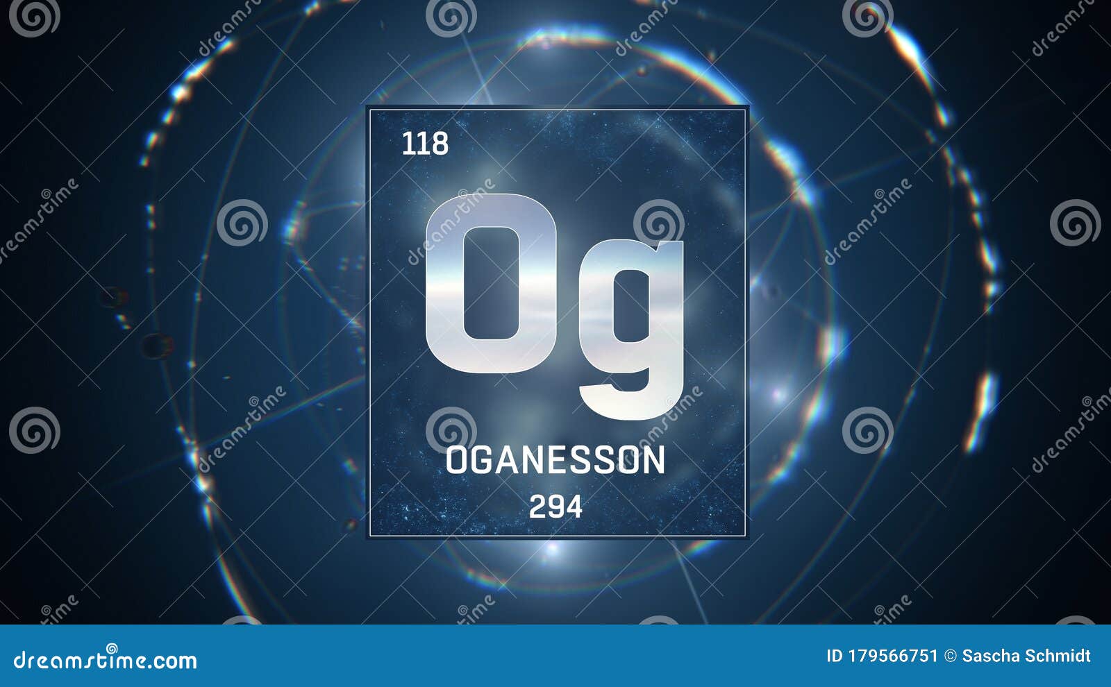 Oganesson As Element 118 of the Periodic Table 3D Illustration on Blue ...